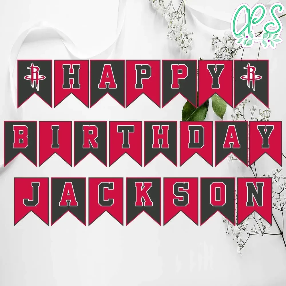 Houston Rockets Birthday Banner Digital Files | CustomPartyShirts