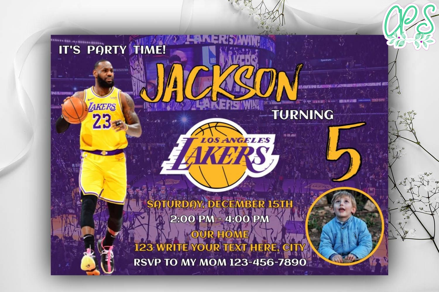 Lakers Birthday Invites Template to Print at Home DIY | CustomPartyShirts