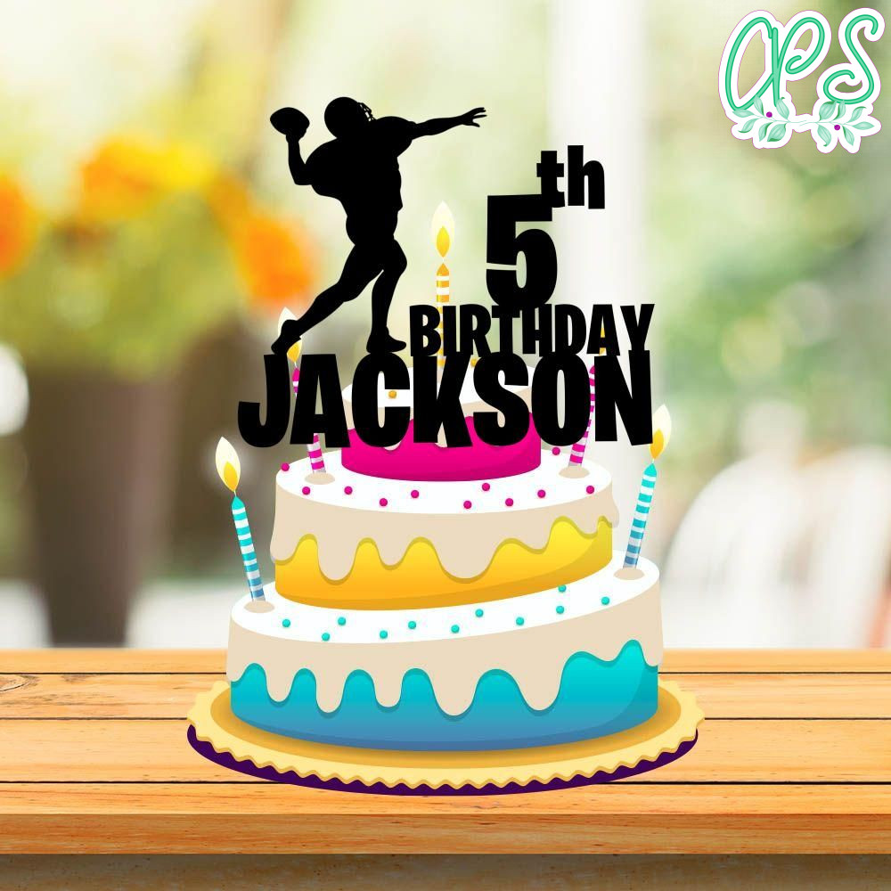 Printable Football Birthday Cake Topper Template Instant Download ...