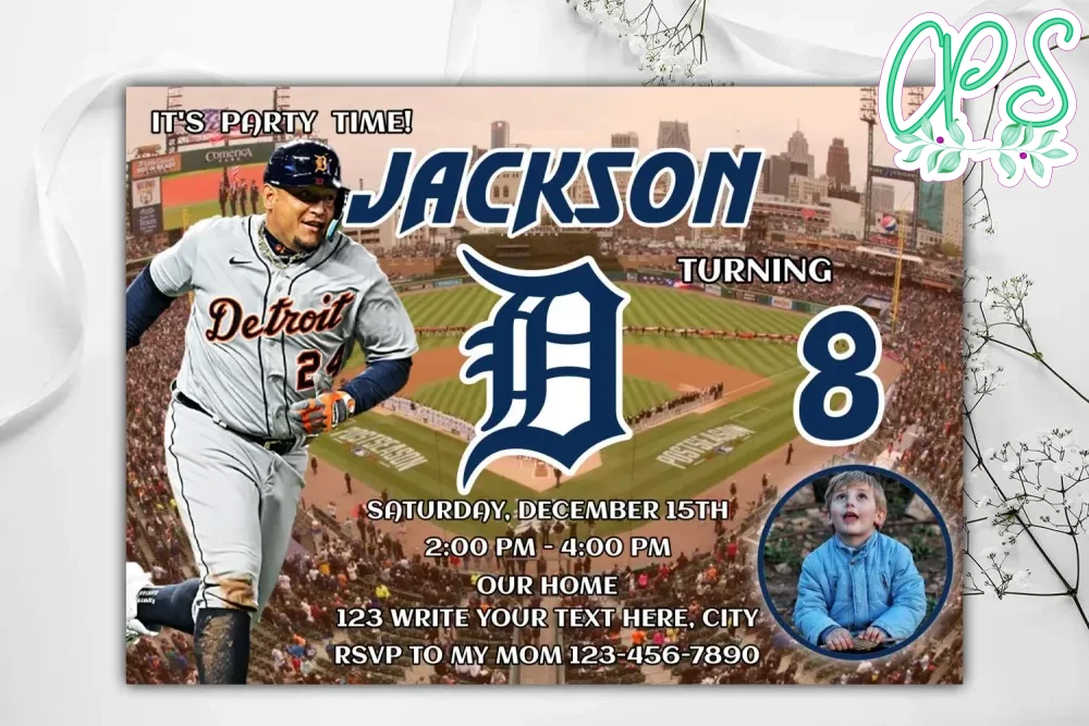 Detroit Tigers Birthday Invitation Instant Download | CustomPartyShirts