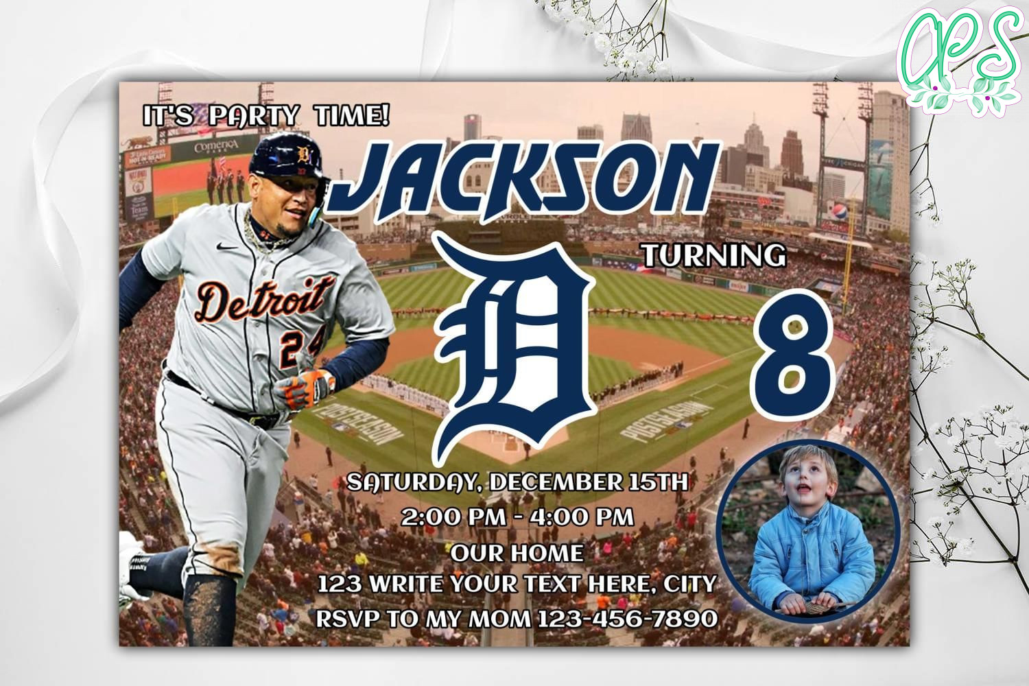 Detroit Tigers Birthday Invitation Instant Download | CustomPartyShirts