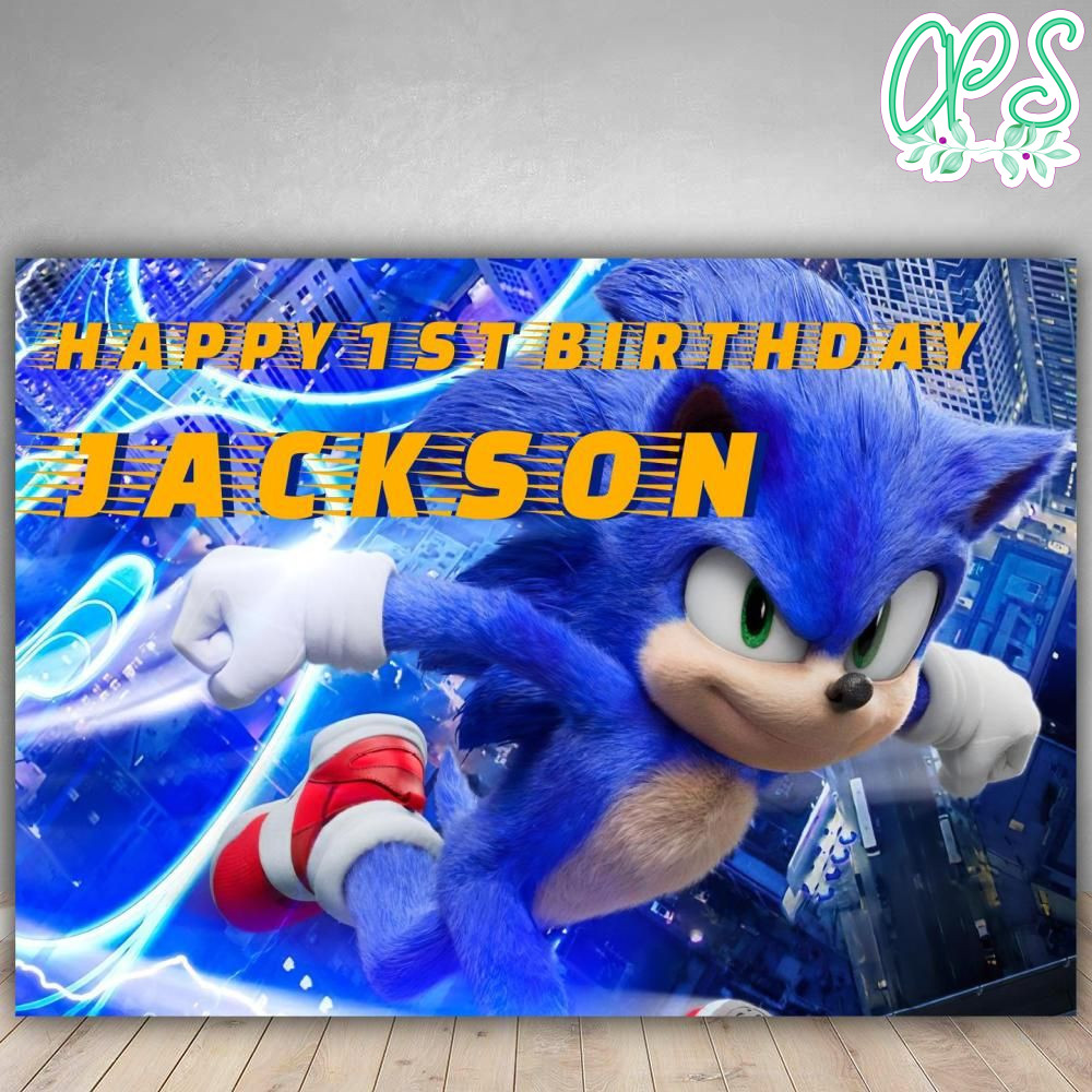 Printable Sonic Backdrop Digital File Instant Download | CustomPartyShirts