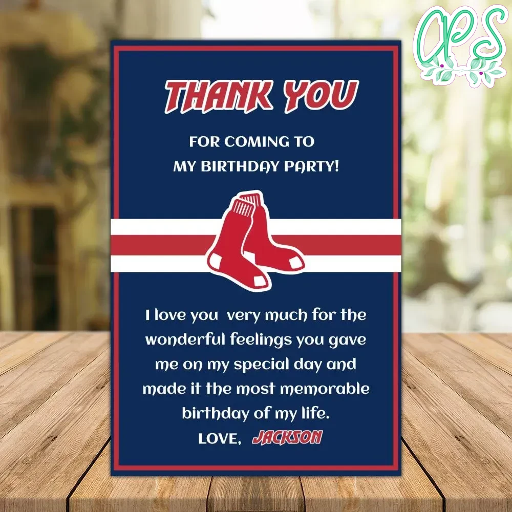 Boston Red Sox Thank you card Template to Print at Home | CustomPartyShirts