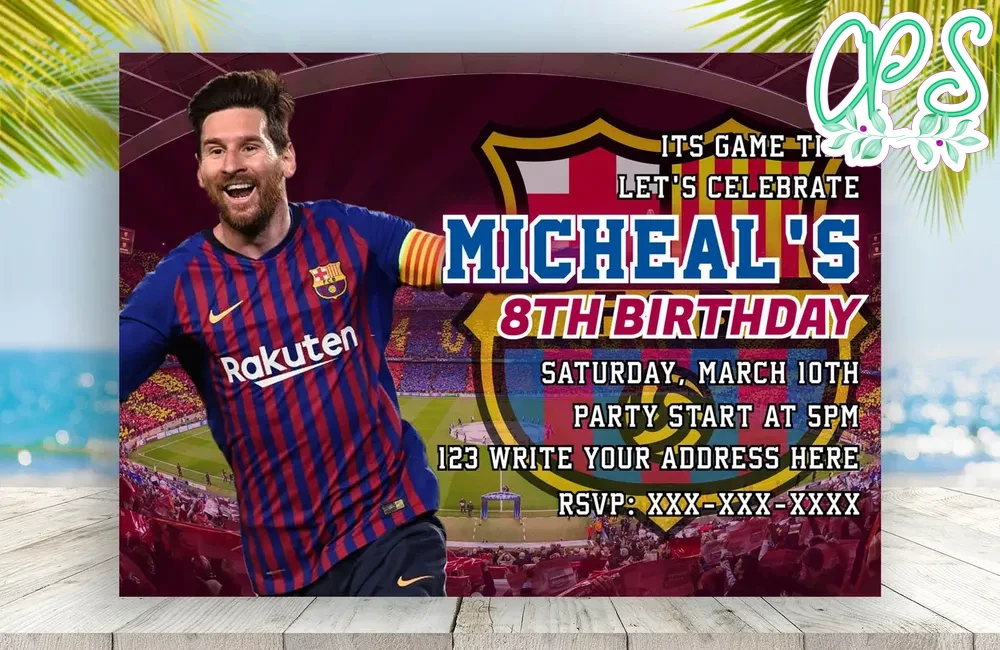 Editable Lionel Messi Barcelona FC Party Invitation Digital Files ...