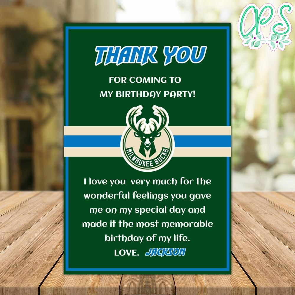 Milwaukee Bucks Thank you card Template to Print at Home ...