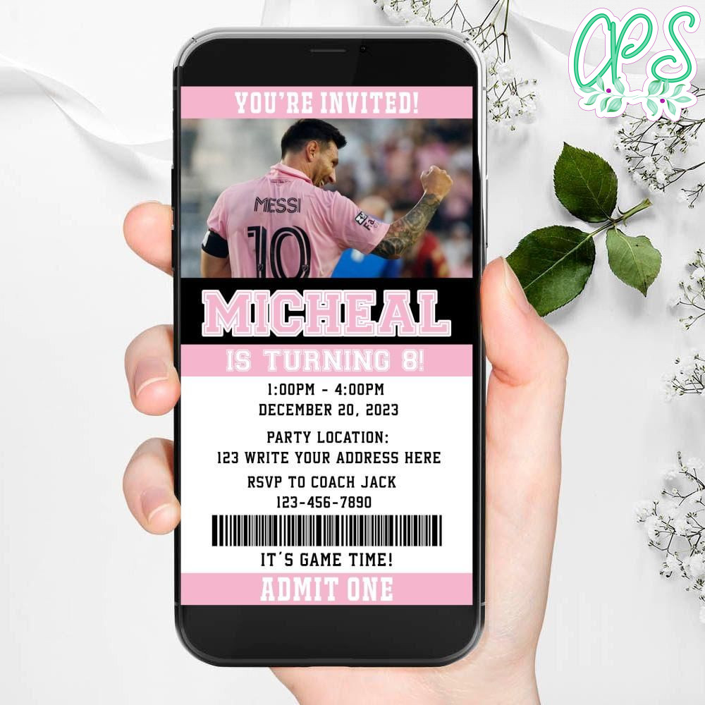 Messi Inter Miami Mobile Invite Customizable Template DIY ...
