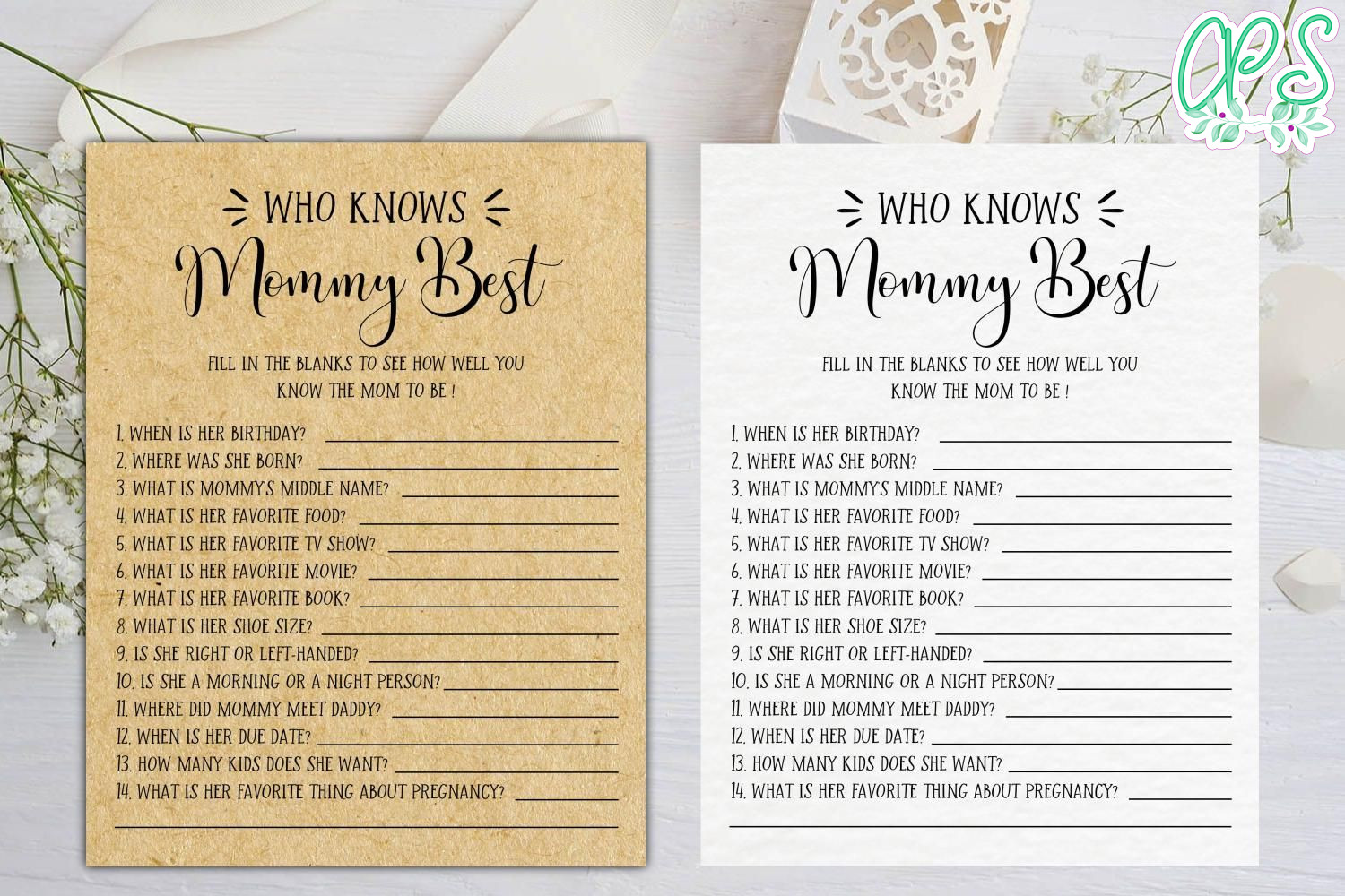 Editable Who Knows Mommy Best Baby Shower Game Instant Download ...