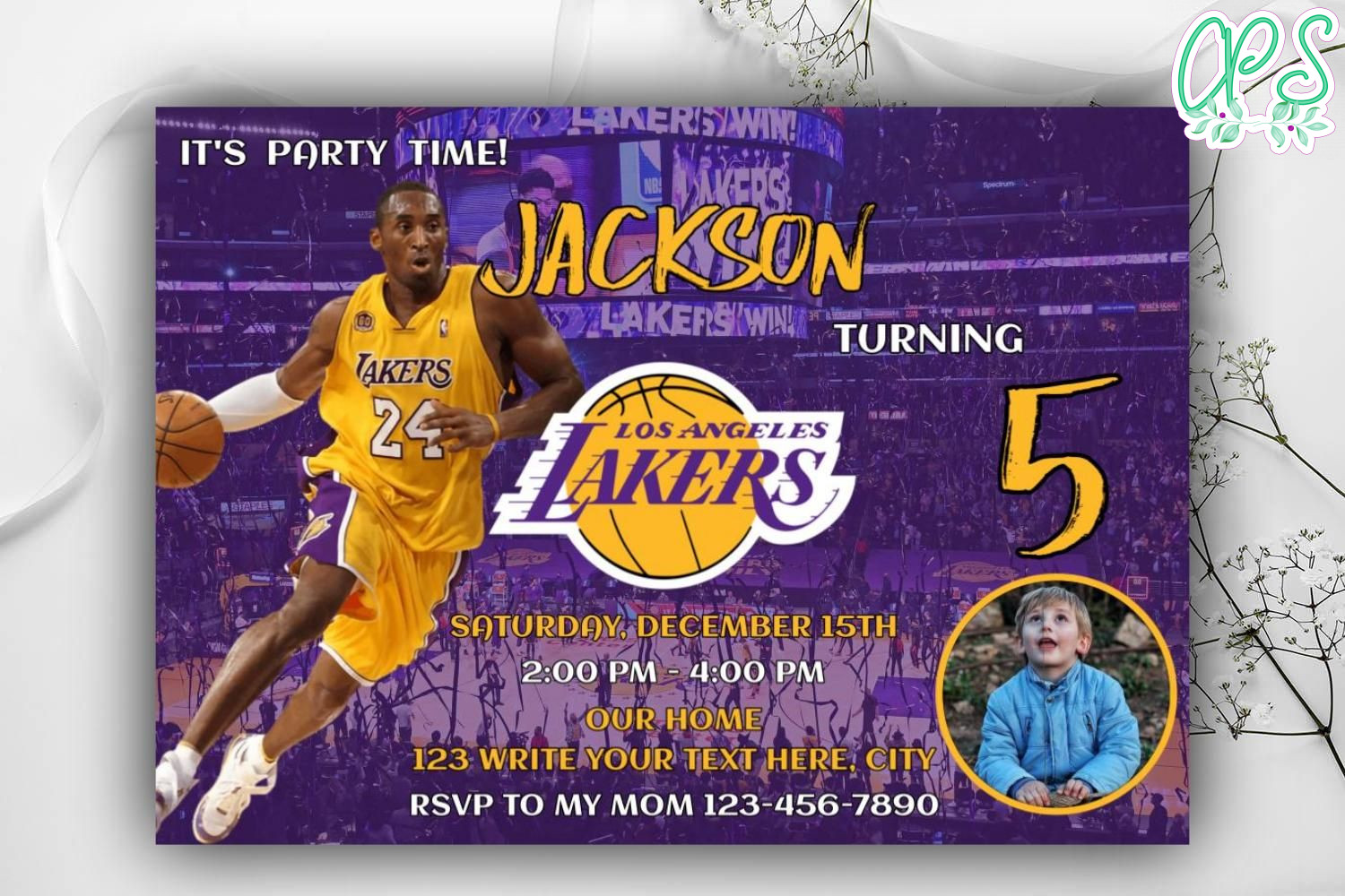 Lakers Kobe Bryant Birthday Invites Template to Print at Home DIY ...
