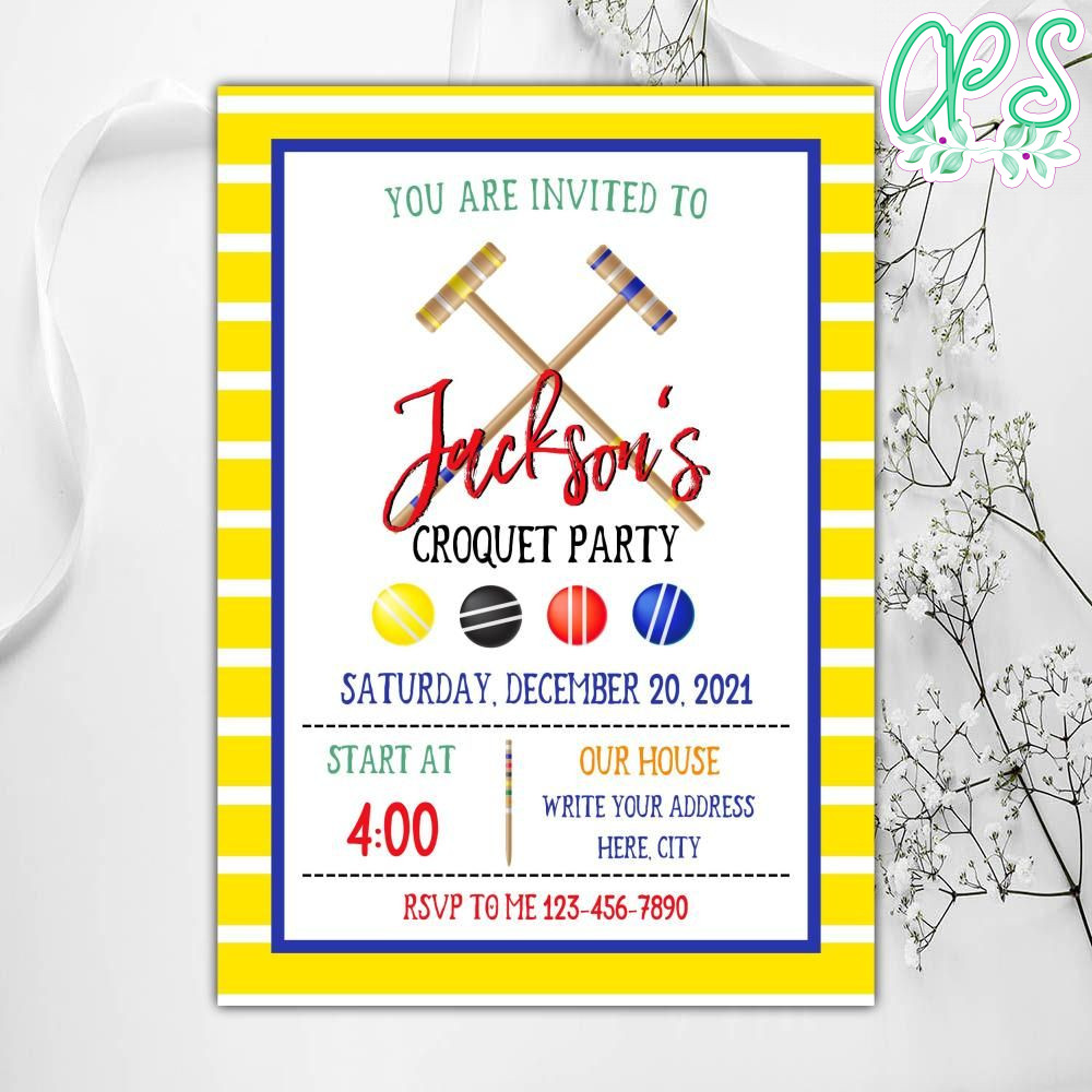 Croquet Party Invitations Instant Download | CustomPartyShirts