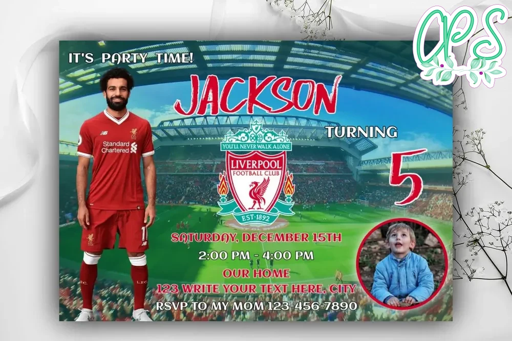 Liverpool Birthday Invitation Instant Download | CustomPartyShirts