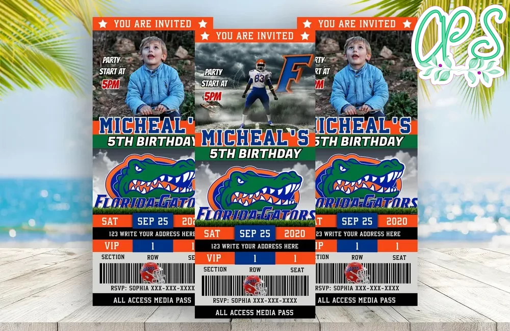 Florida Gators Football Ticket Birthday Editable Templates Instant ...