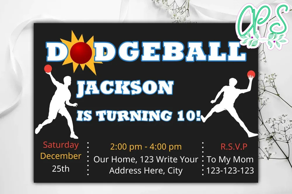 Dodgeball Birthday Flyer Instant Download | Partyinvitedesign