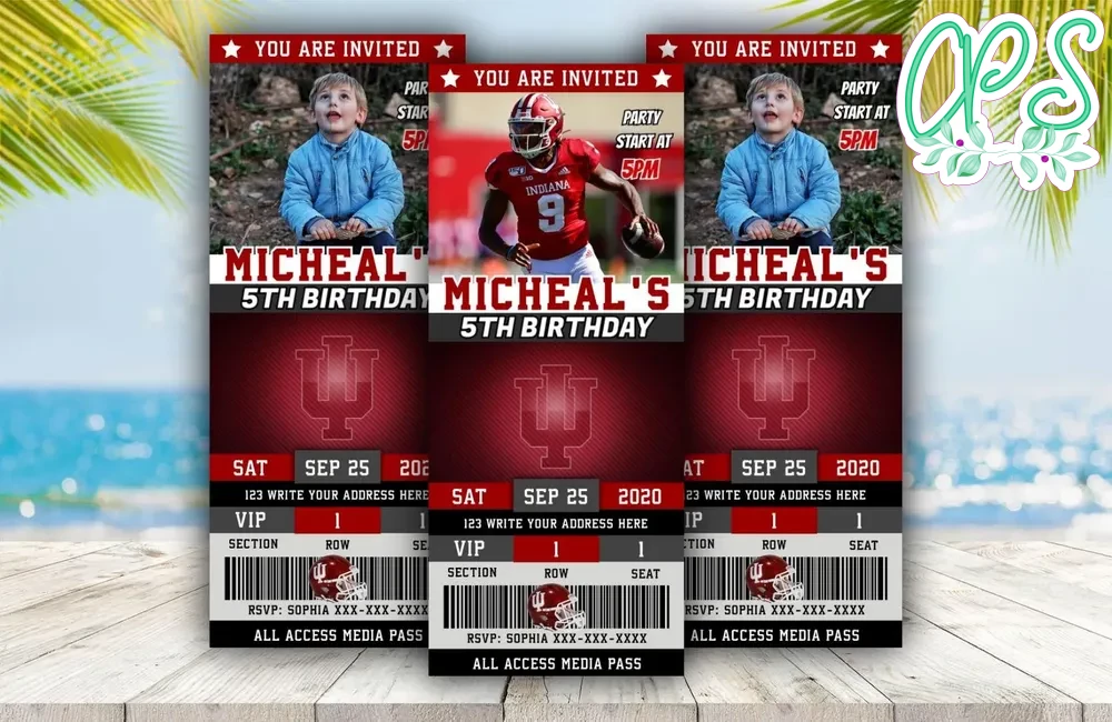 Indiana Hoosiers Ticket Birthday Editable Templates Instant Download ...