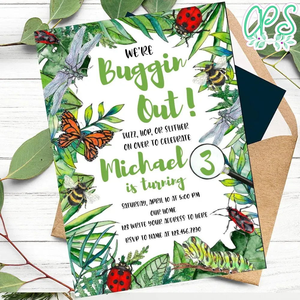 Insect birthday Flyer Template to Print at Home DIY | CustomPartyShirts