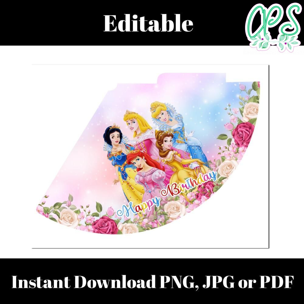 Disney Princess Birthday Party Hat Template Customizable Instant ...