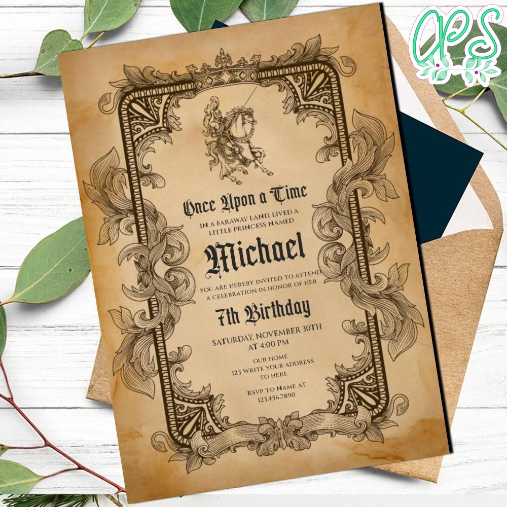 Medieval Invitation Customizable Template DIY | CustomPartyShirts
