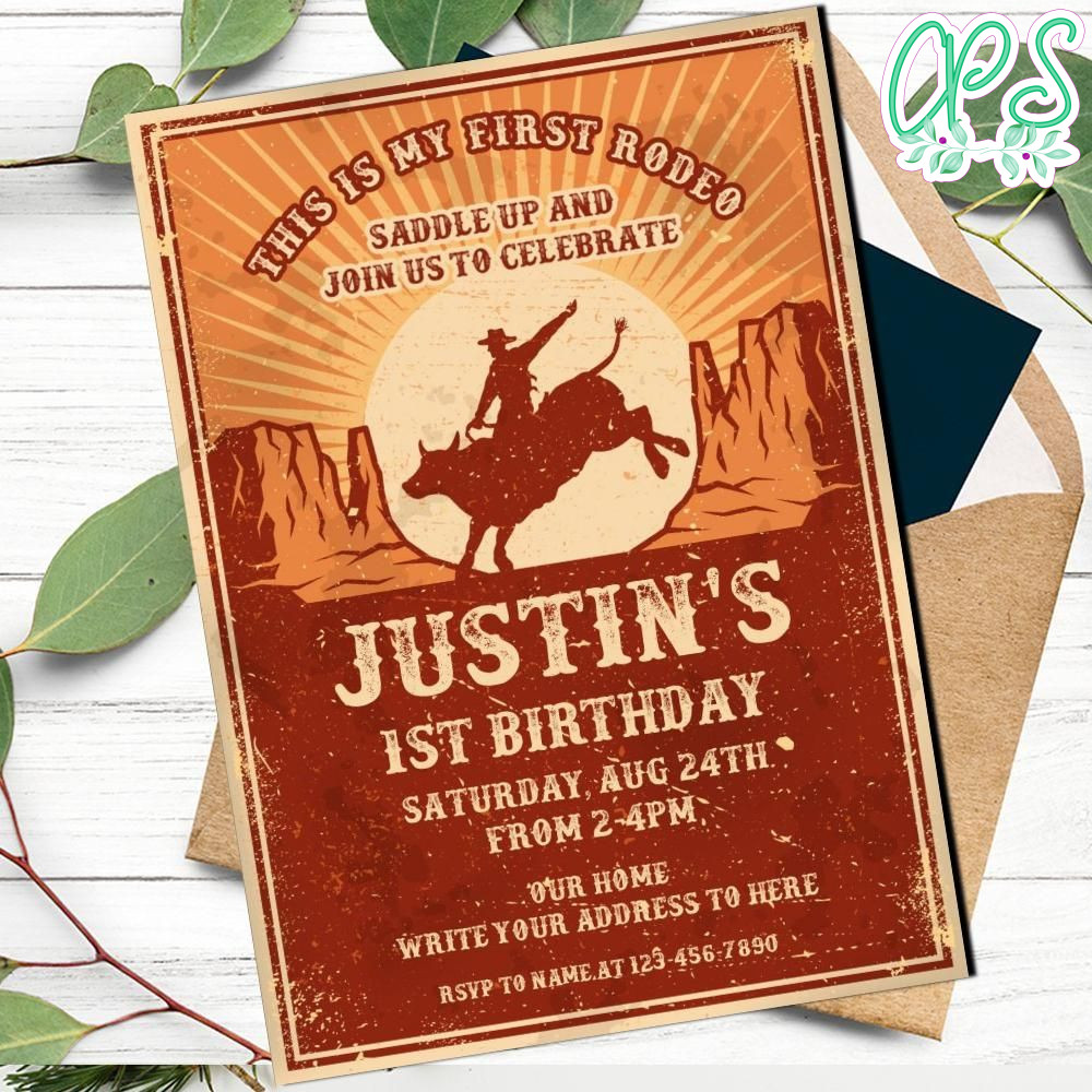 Bull Riding Invitation Customizable Template | CustomPartyShirts