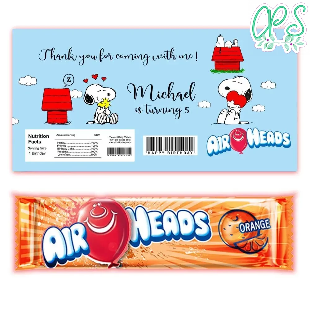 Snoopy Airhead Candy Wrapper Template Printable | CustomPartyShirts
