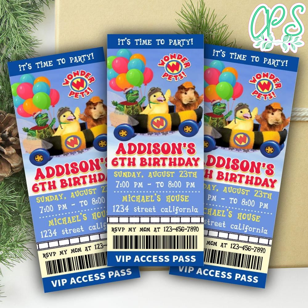 Wonder Pets Ticket Invitation Customizable Template | Partyinvitedesign
