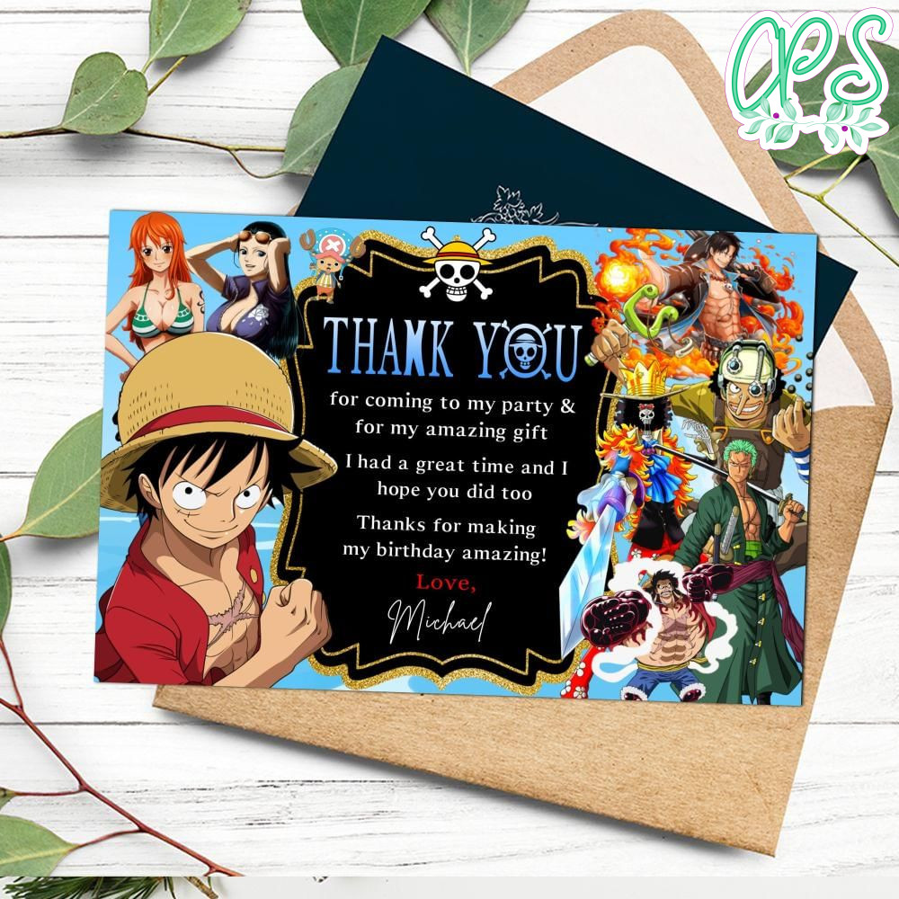 One Piece Thank You Card Customizable Template DIY | CustomPartyShirts