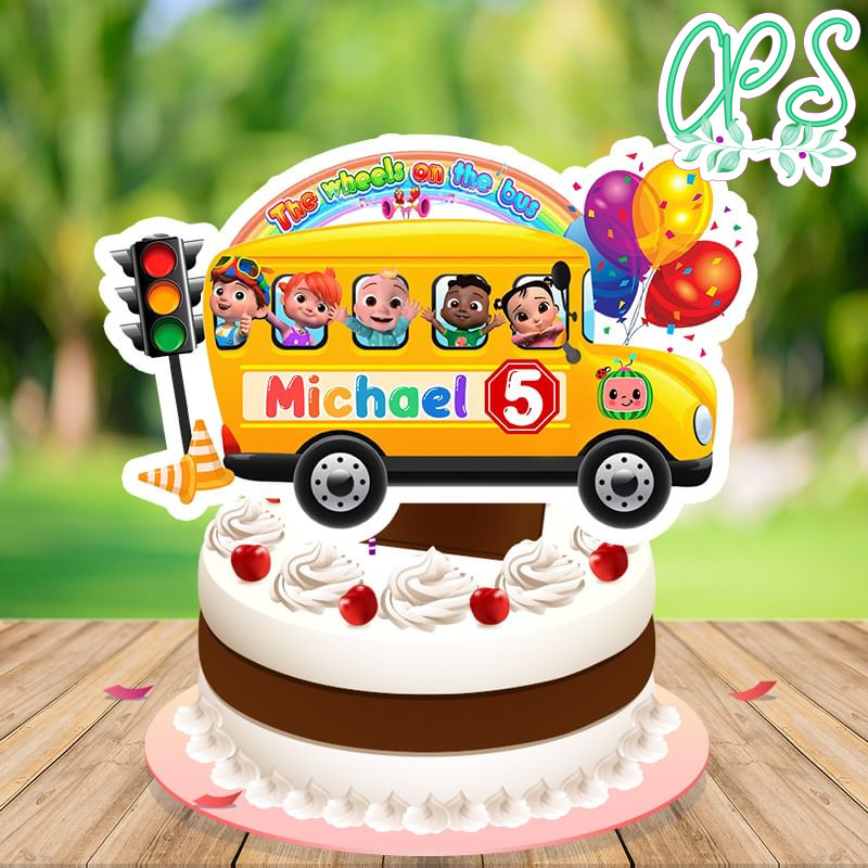 Cocomelon the wheels on the bus Cake Topper Template Printable ...