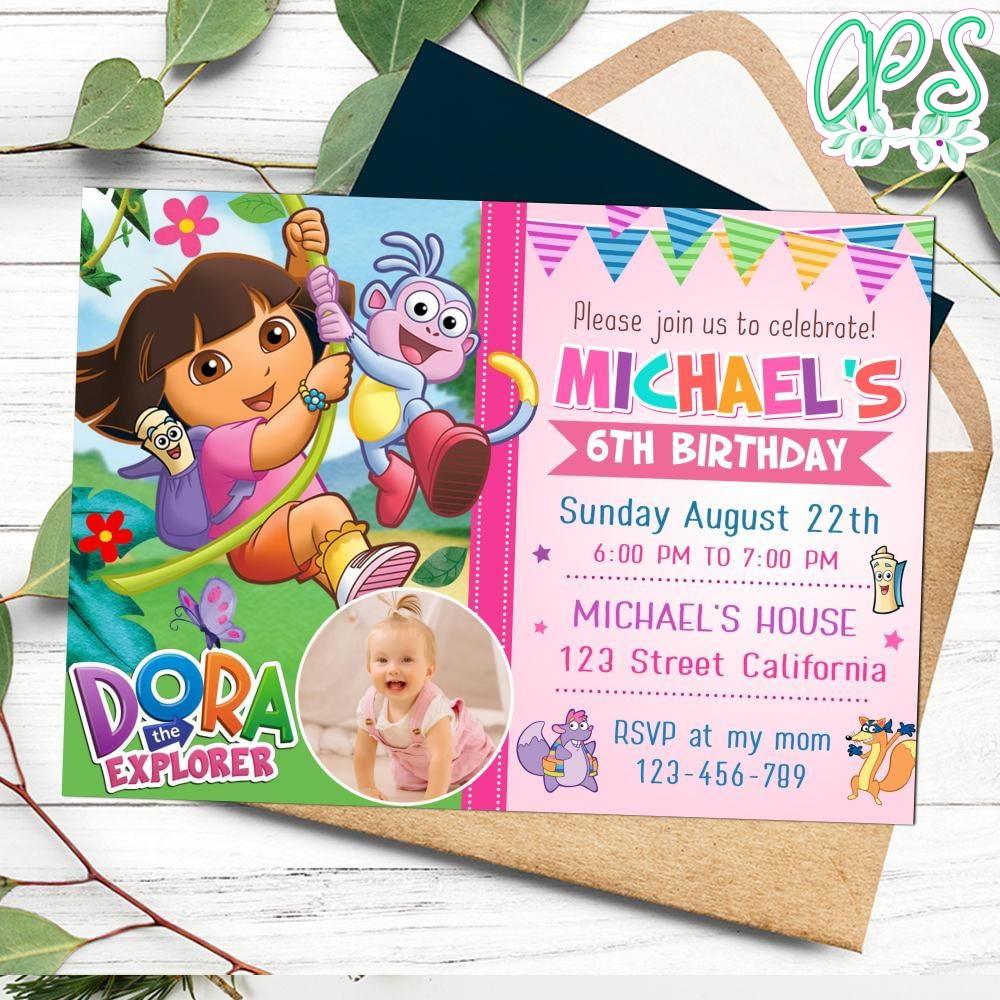 Dora the explorer Birthday Invitation with Photo Customizable ...