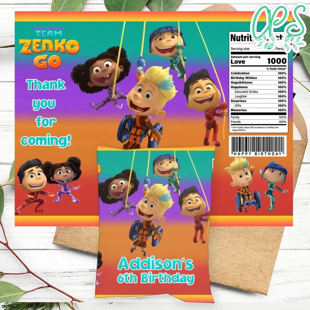 Team zenko go Birthday Chip Bag Digital File Printable | CustomPartyShirts