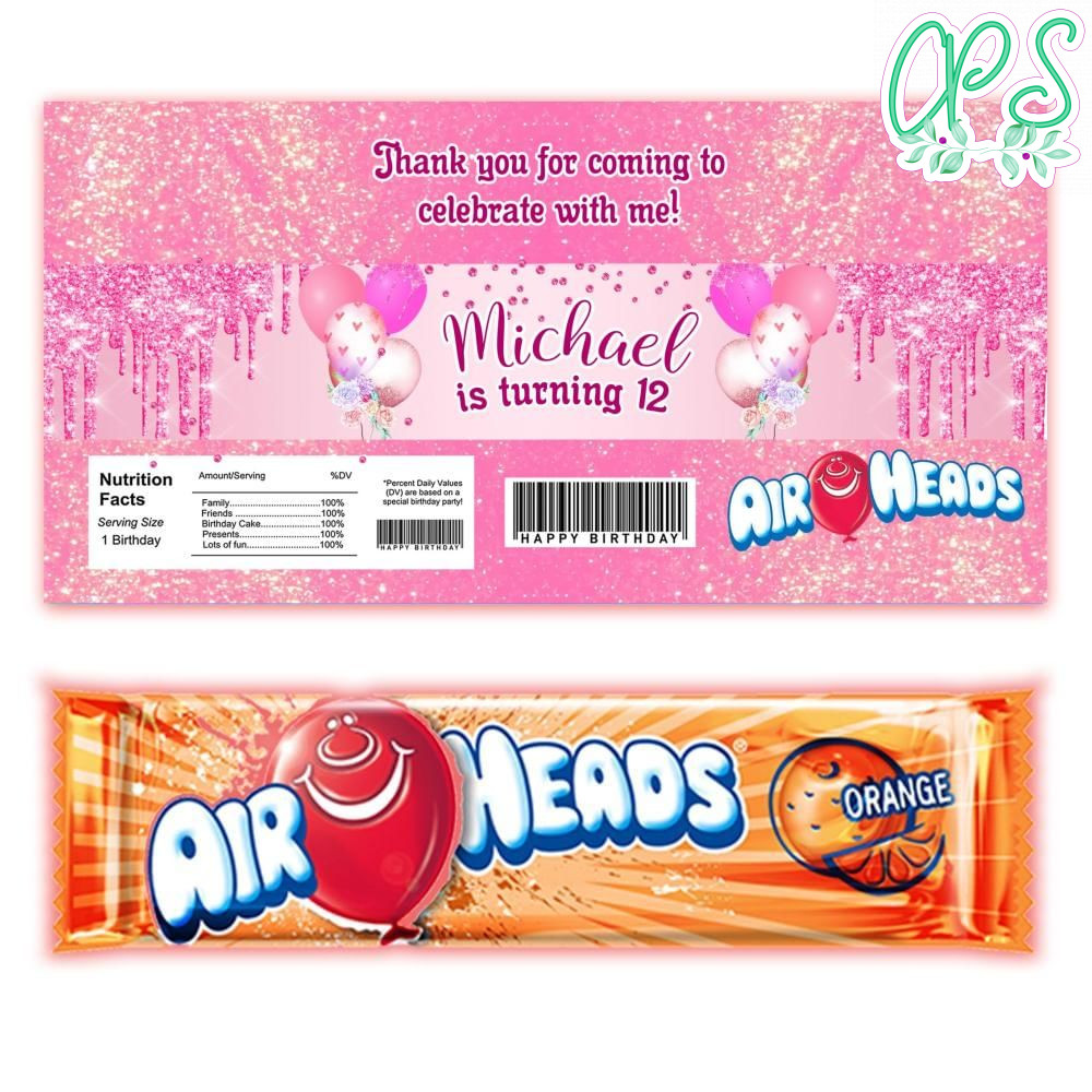 Shades Of Pink Airhead Candy Wrapper Template Printable | CustomPartyShirts
