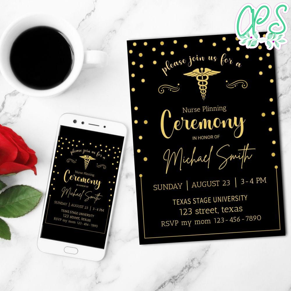 Pinning ceremony Invitation Customizable Template DIY | CustomPartyShirts