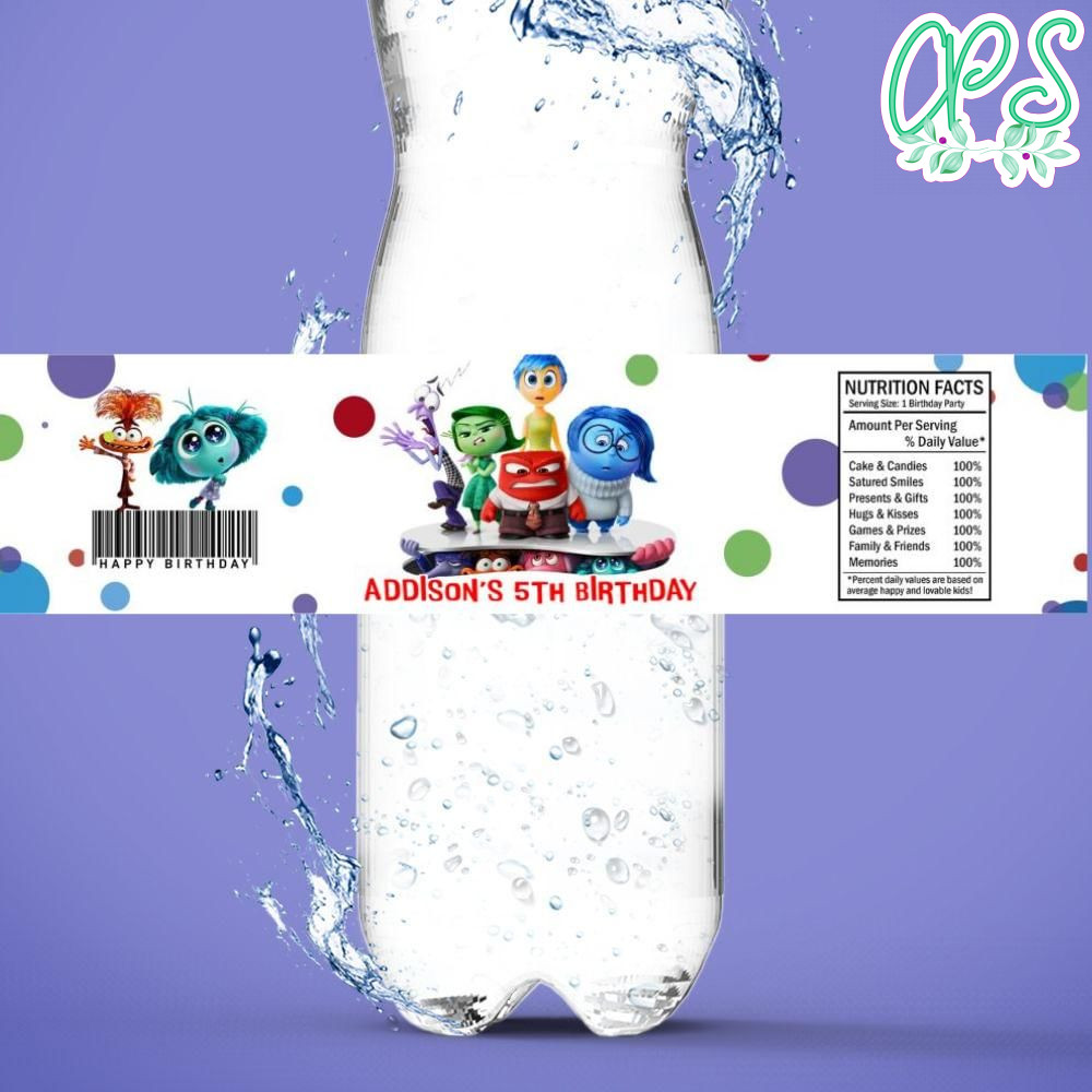 Inside out 2 Birthday Water Bottle Label Template | Partyinvitedesign