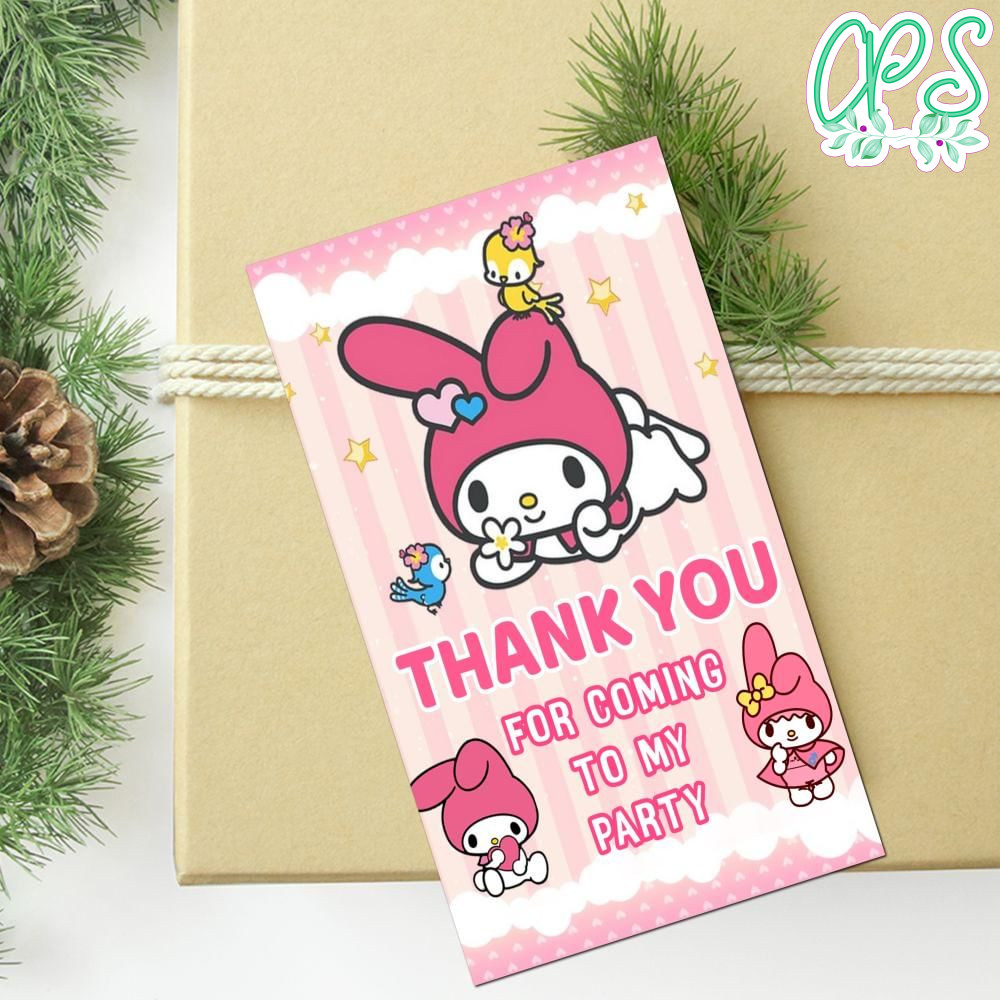 My Melody Thank You Tag Customizable Template | Partyinvitedesign