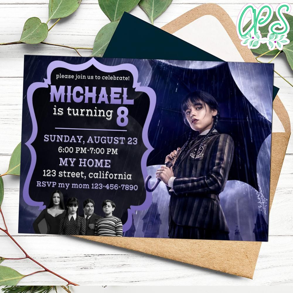 Wednesday Invitation Customizable Template DIY | CustomPartyShirts