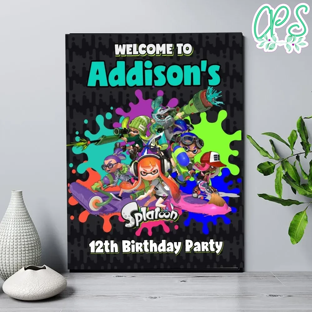 Splatoon Birthday Welcome Sign Digital File Printable DIY ...