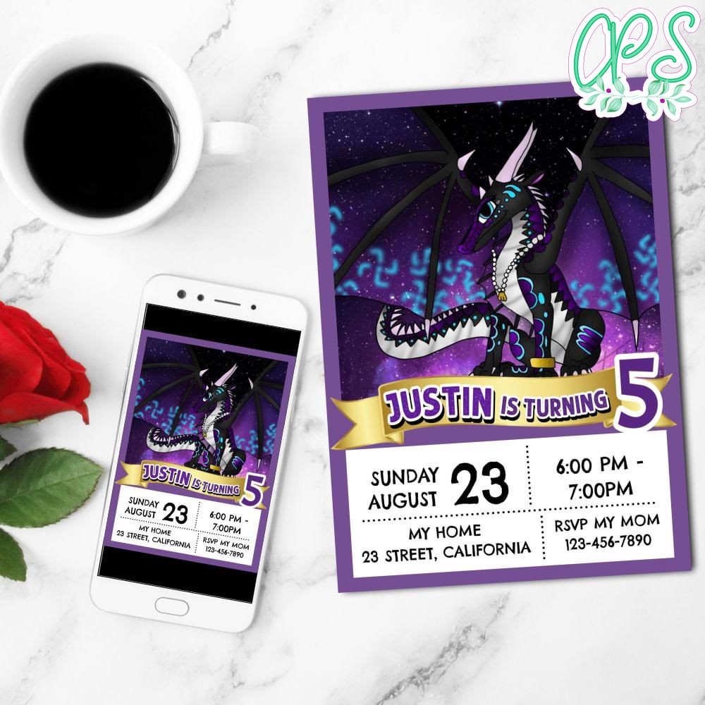 Wings of Fire Nightwing Invitation Customizable Template DIY ...