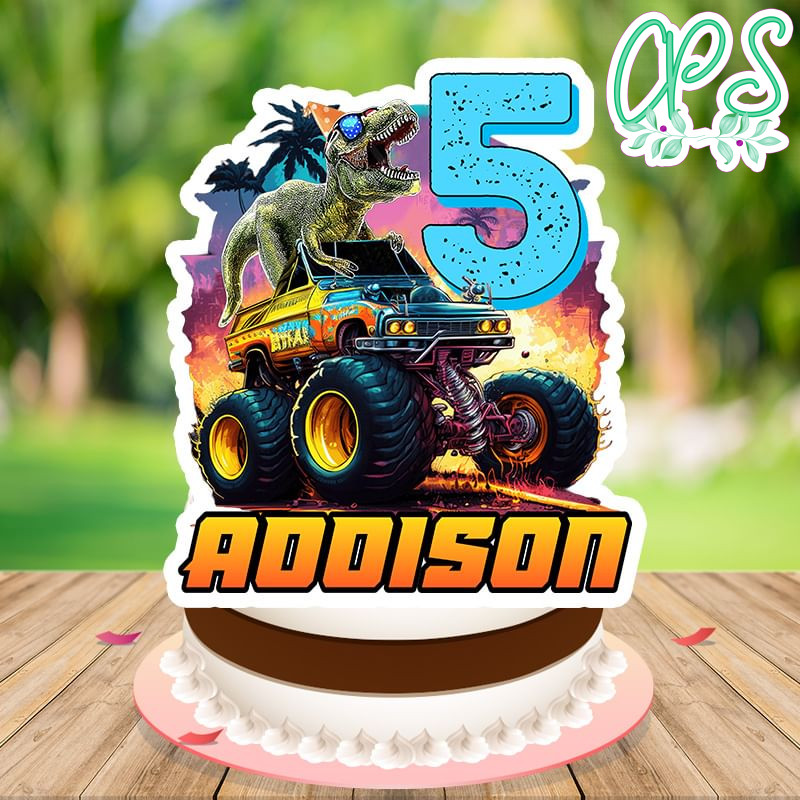 T Rex Monster Truck Birthday Cake Topper Template Printable ...