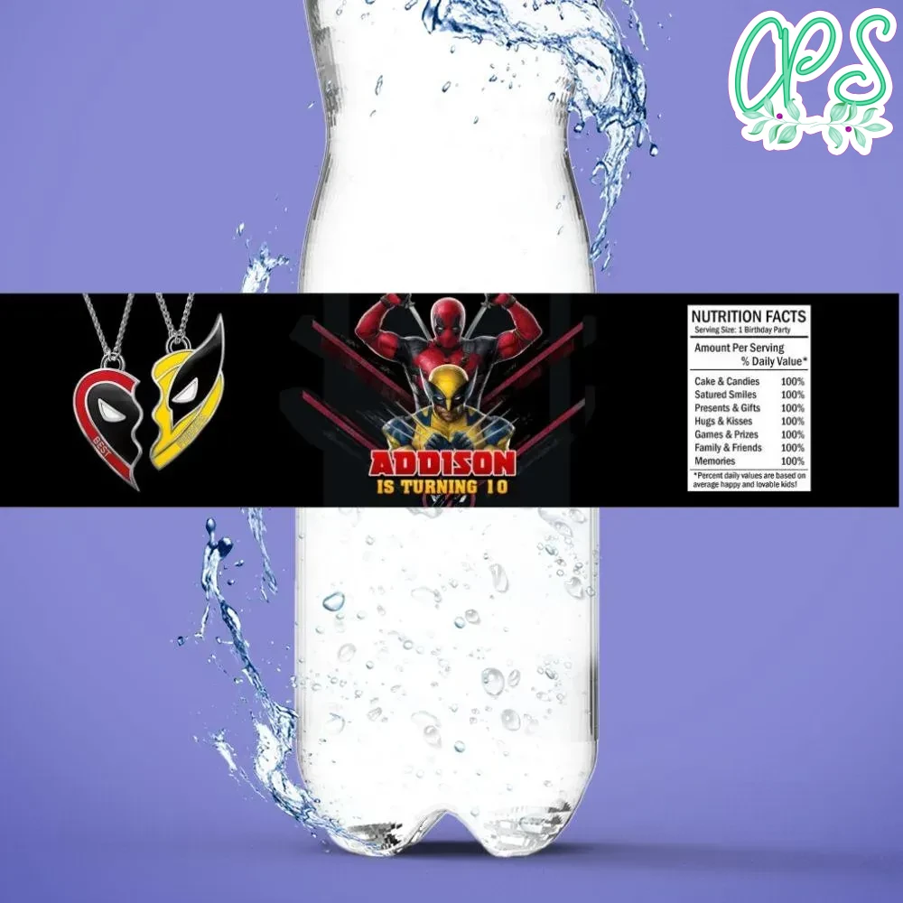 Deadpool & Wolverine Birthday Water Bottle Label Template ...
