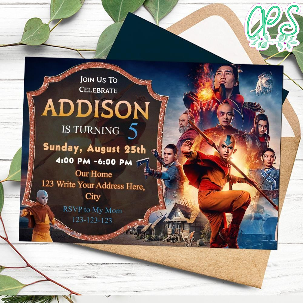 Last Airbender Invitation Customizable Template DIY | CustomPartyShirts
