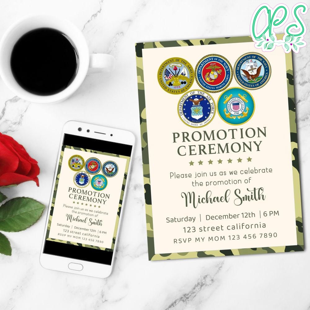 Military Promotion Ceremony Invitation Customizable Template ...