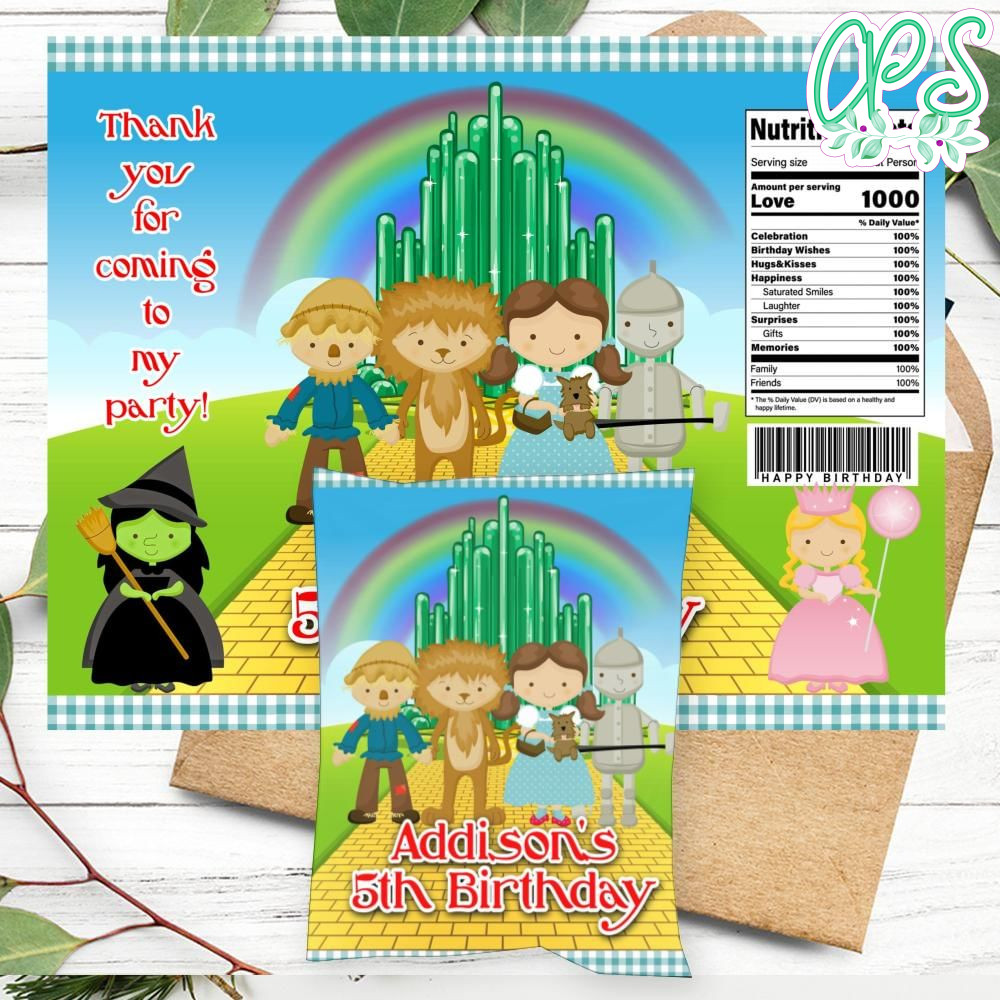 The wizard of oz Birthday Party Chip Bag Digital File DIY ...