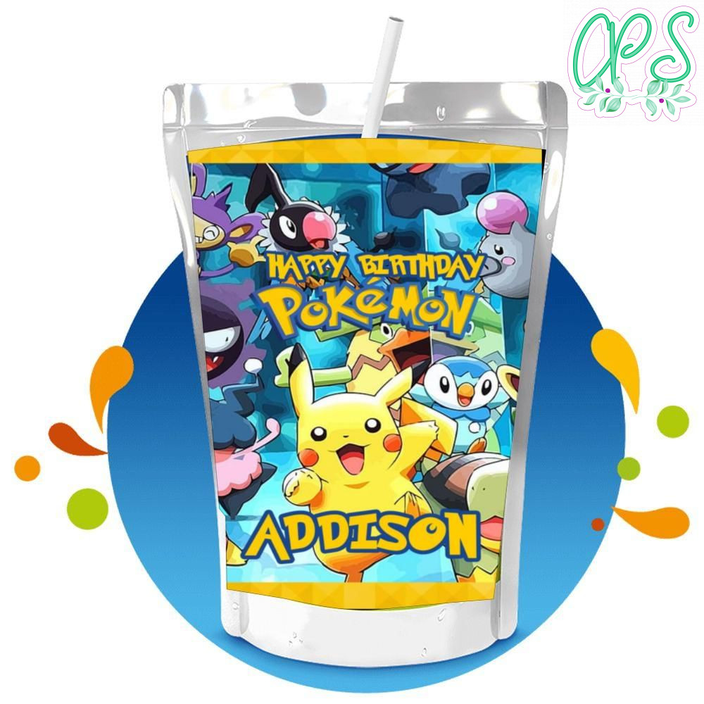 Pokemon Theme Capri Sun Birthday Digital File Printable | CustomPartyShirts