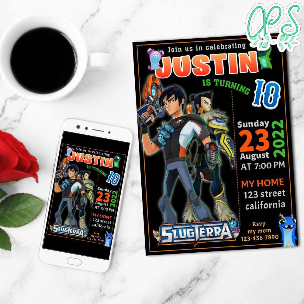 Powerful Slugterra Invitation Customizable Template DIY | CustomPartyShirts