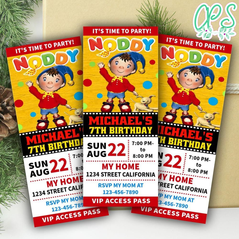 Noddy Ticket Invitation Customizable Template | CustomPartyShirts