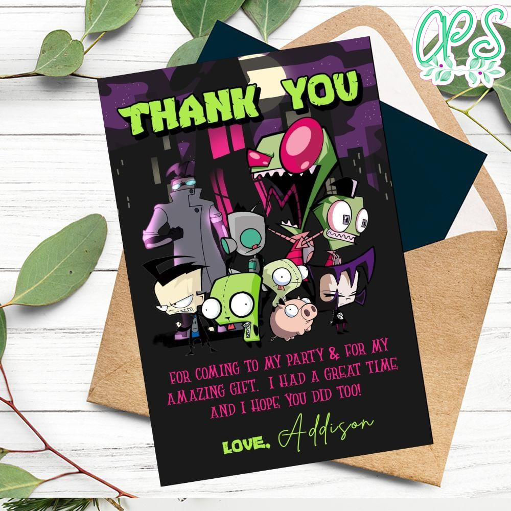 Invader Zim Thank You Card Customizable Template DIY | CustomPartyShirts