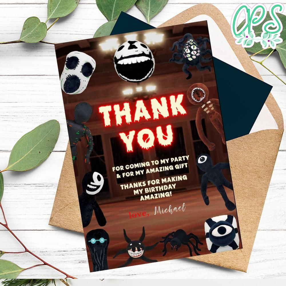 Doors scary game Thank you card Customizable Template DIY ...