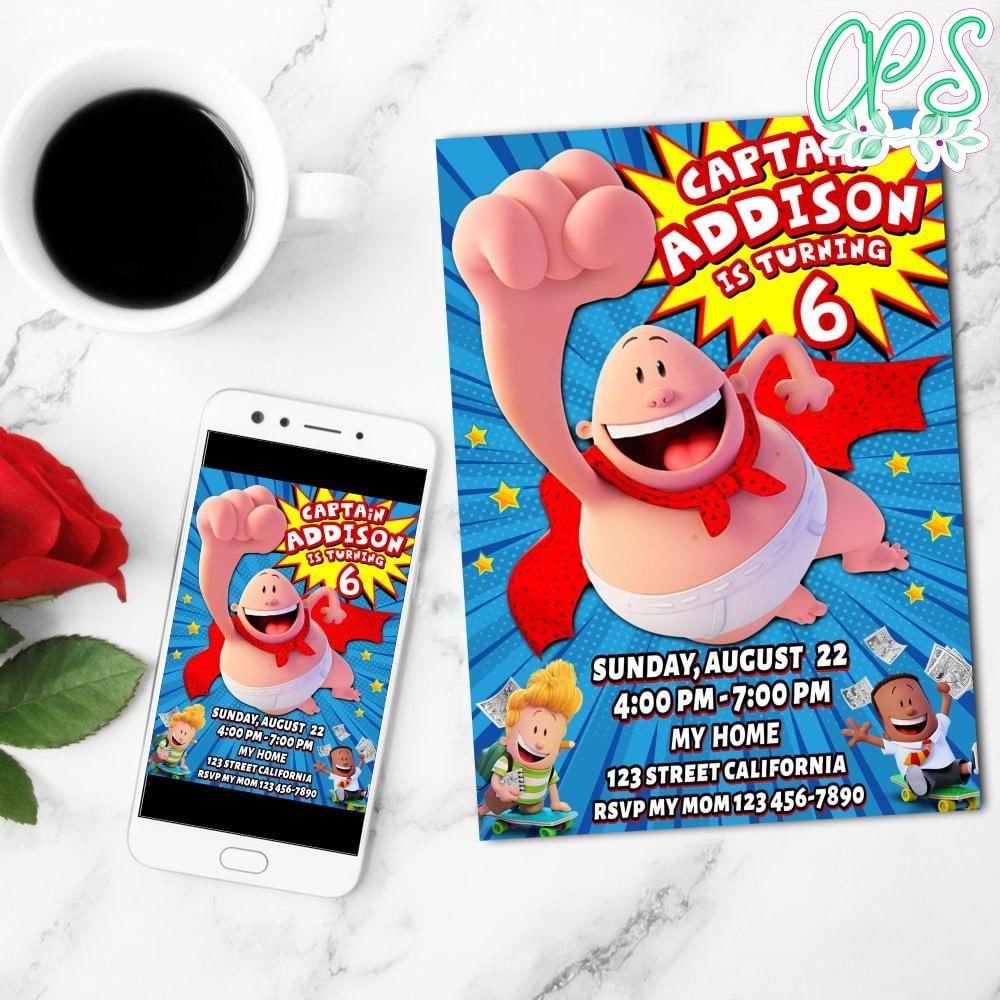 Captain underpants Digital Invitation Customizable Template DIY ...