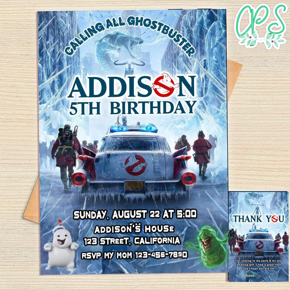 Ghostbusters: Frozen Empire Invitation Template Free Thank You Card ...
