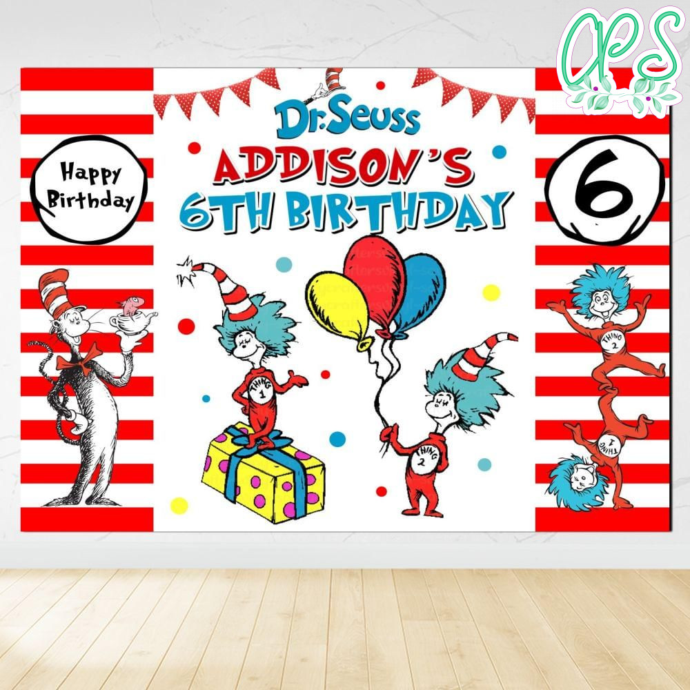 Thing 1 thing 2 Birthday Backdrop Digital File Template | CustomPartyShirts