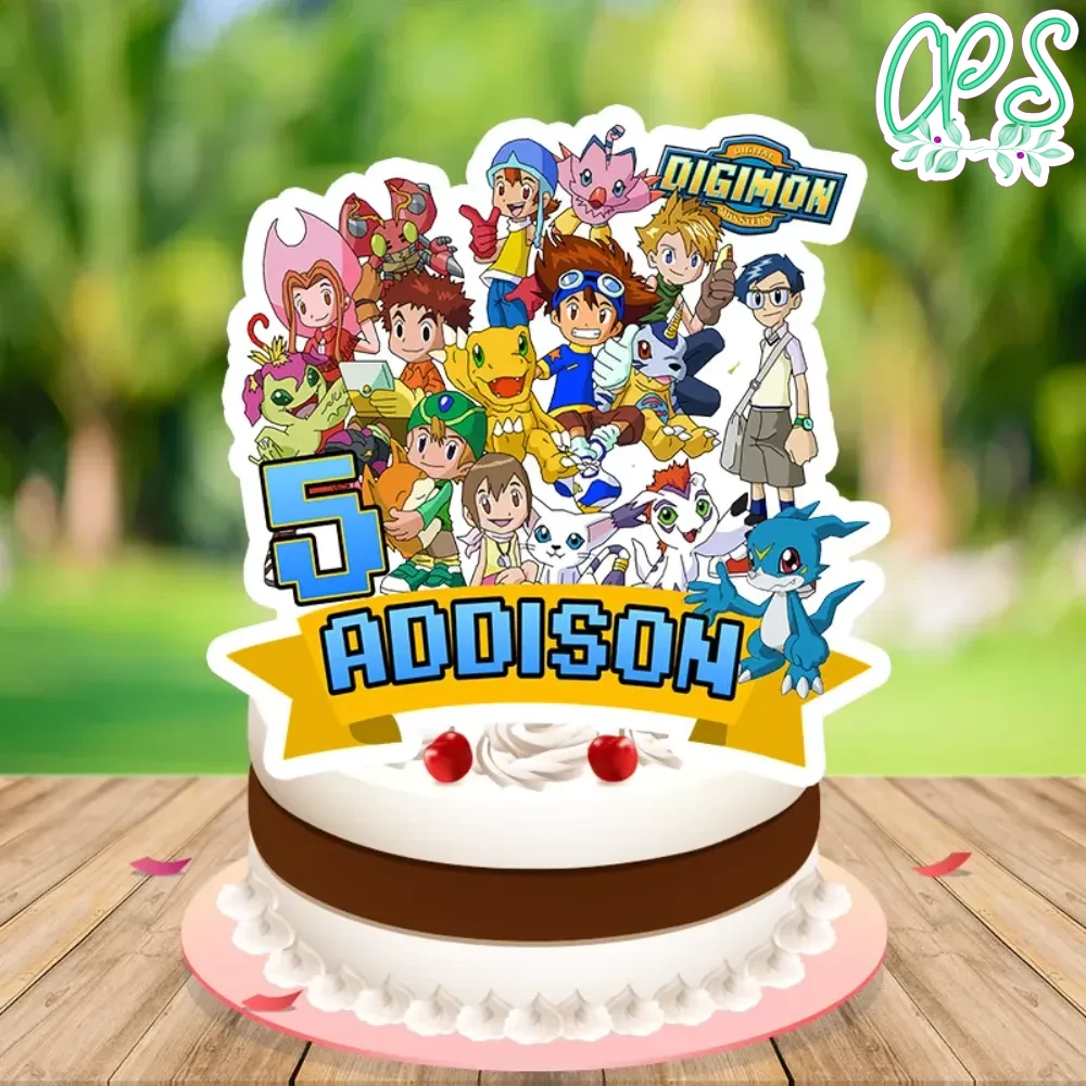 Digimon Birthday Cake Topper Template Printable | CustomPartyShirts
