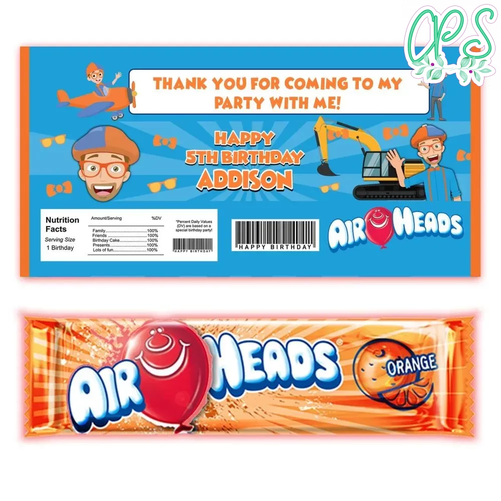 Blippi Airhead Candy Wrapper Template Printable | CustomPartyShirts
