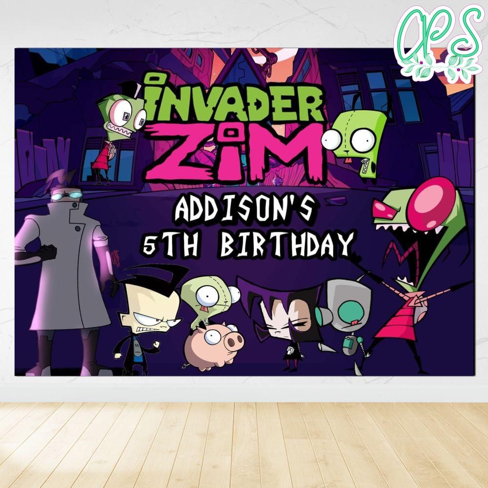 Invader Zim Birthday Backdrop Digital File Template | CustomPartyShirts